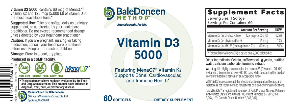 Vitamin D3 5000 (60 Softgels) – baledoneen